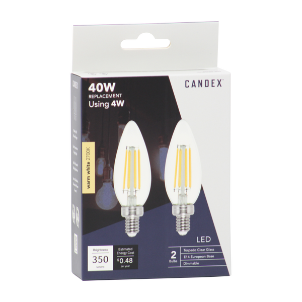 B11 40W-Equal 2700K E14 European T20 T24 JA8 - Candex Lighting